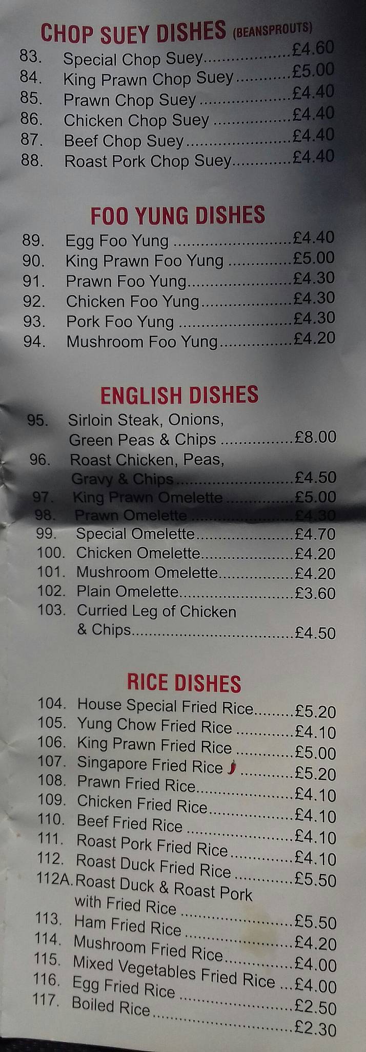 Menu at Wai Wai fast food, Newport