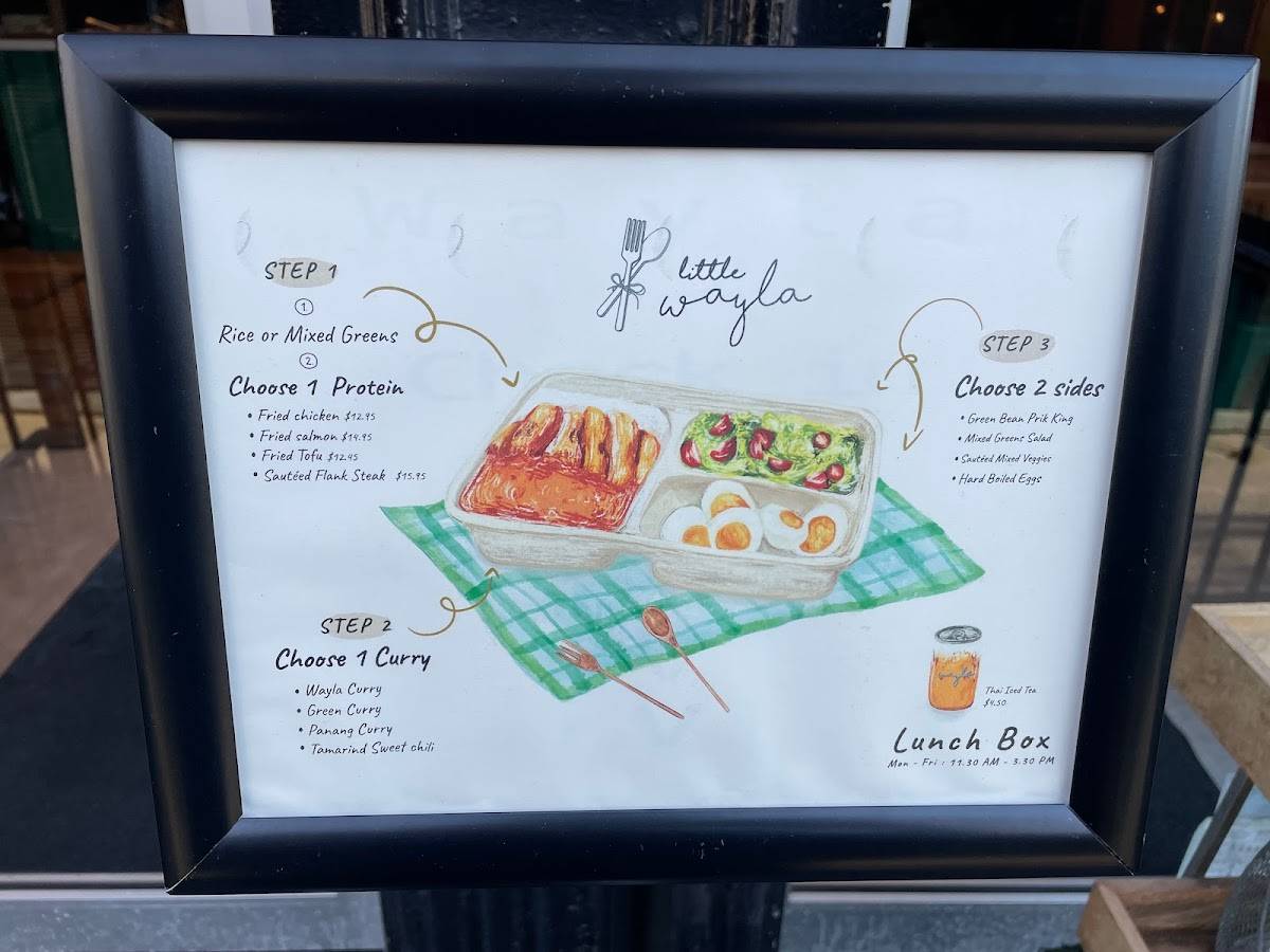 Menu at Wayla restaurant, New York City, 100 Forsyth St