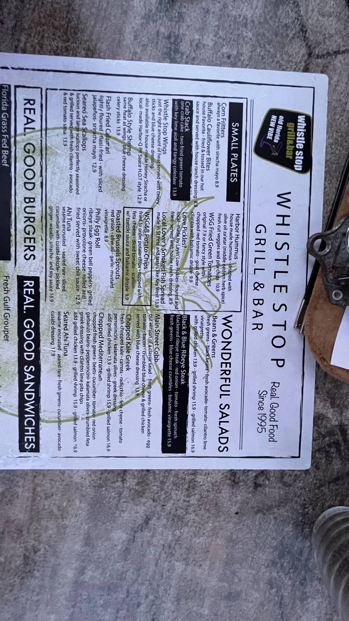 Menu at Whistle Stop Grill and Bar, Safety Harbor