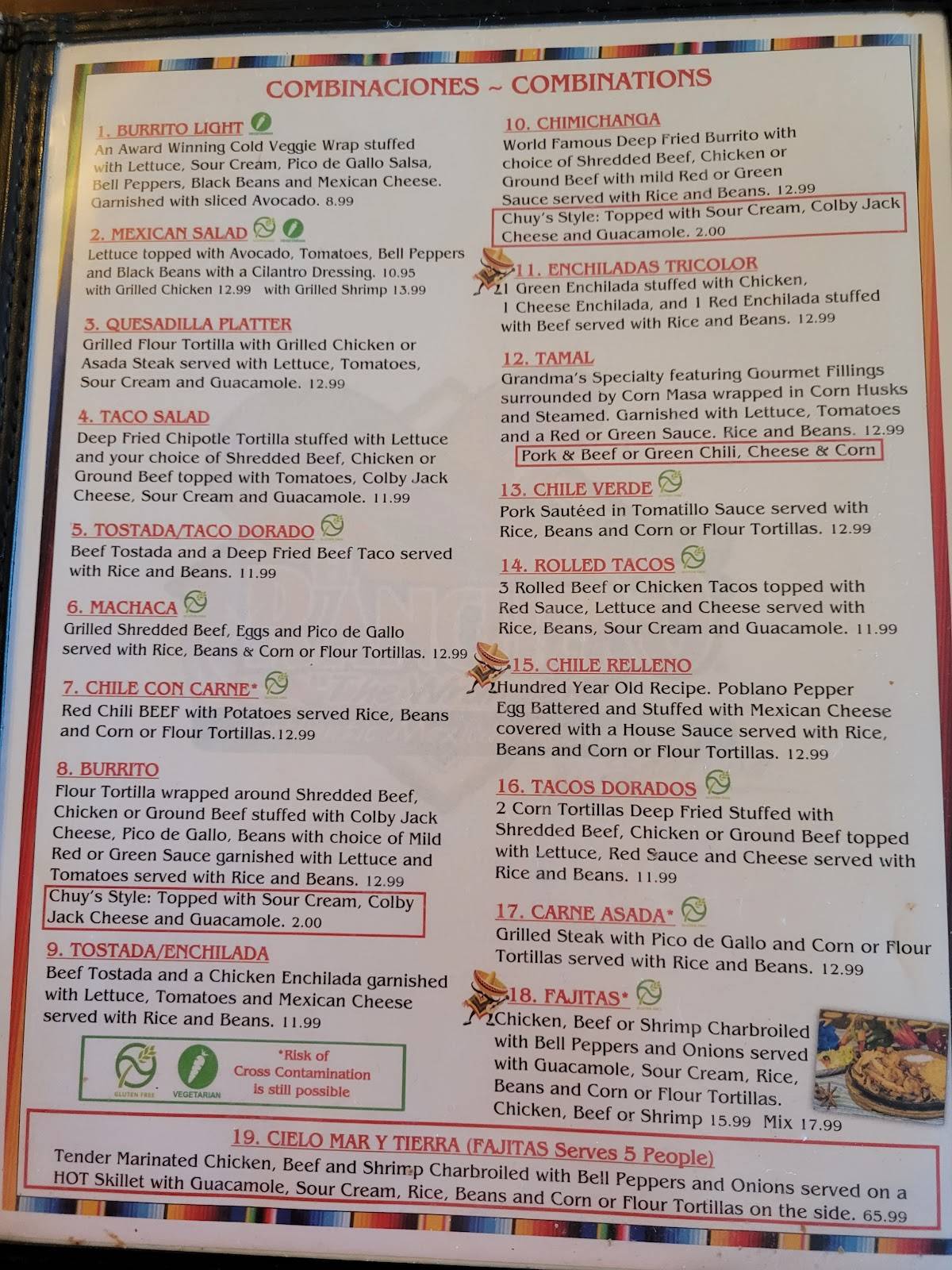 Menu at El Ranchero Restaurant, Wickenburg
