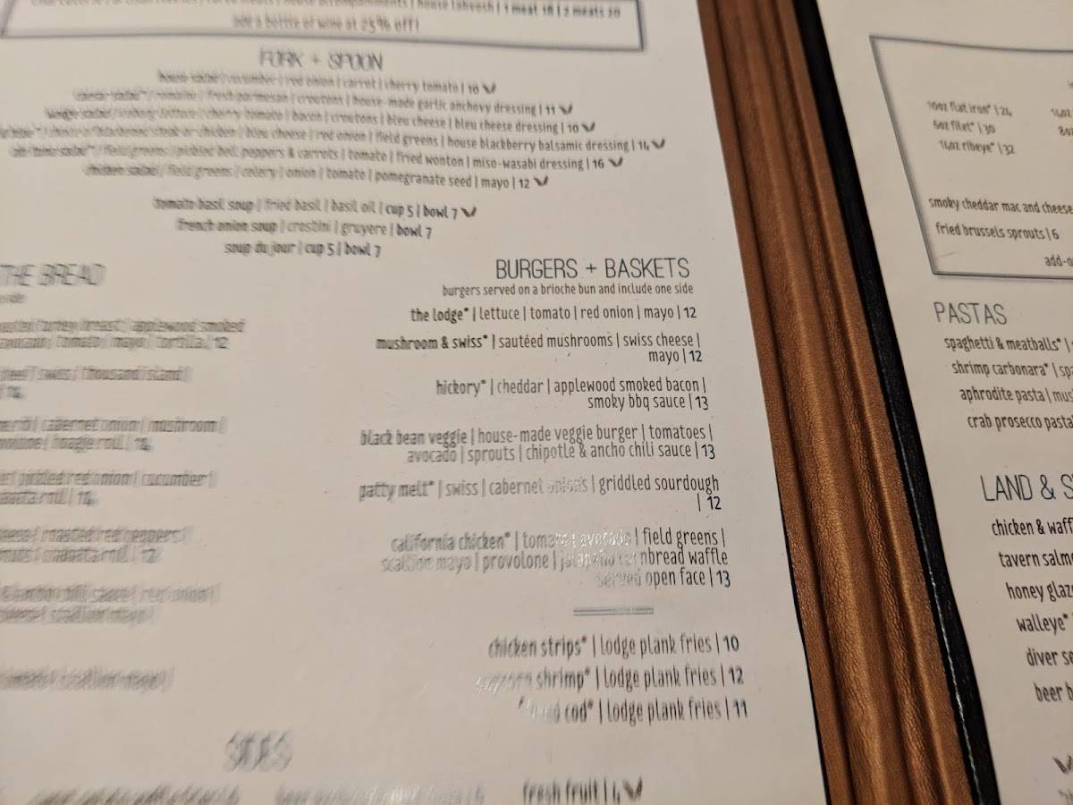 Menu at Wilderness Ridge restaurant, Lincoln
