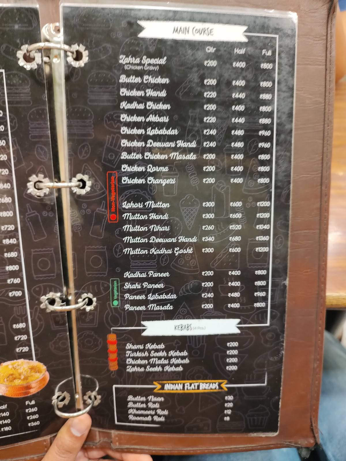Menu at Zahra Restaurant & Café - Shaheen bagh, New Delhi