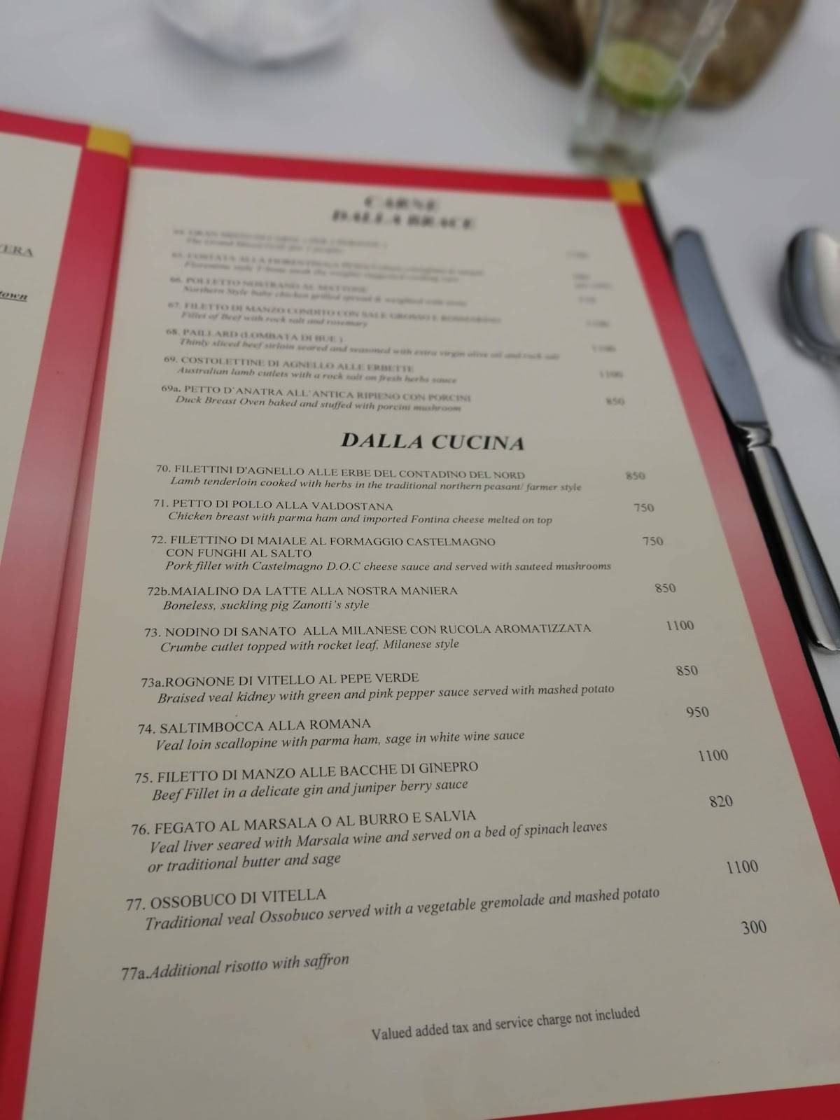 Menu at Zanotti restaurant, Bangkok, โคโลเน็ด คอนโดมิเนียม