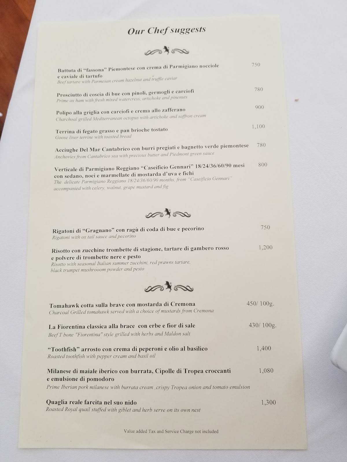 Menu at Zanotti restaurant, Bangkok, โคโลเน็ด คอนโดมิเนียม