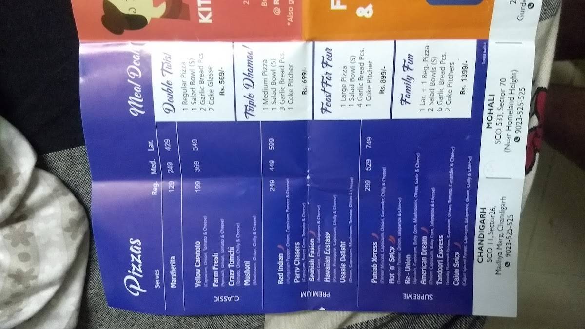 Menu at Captain Sam's Pizza, Zirakpur