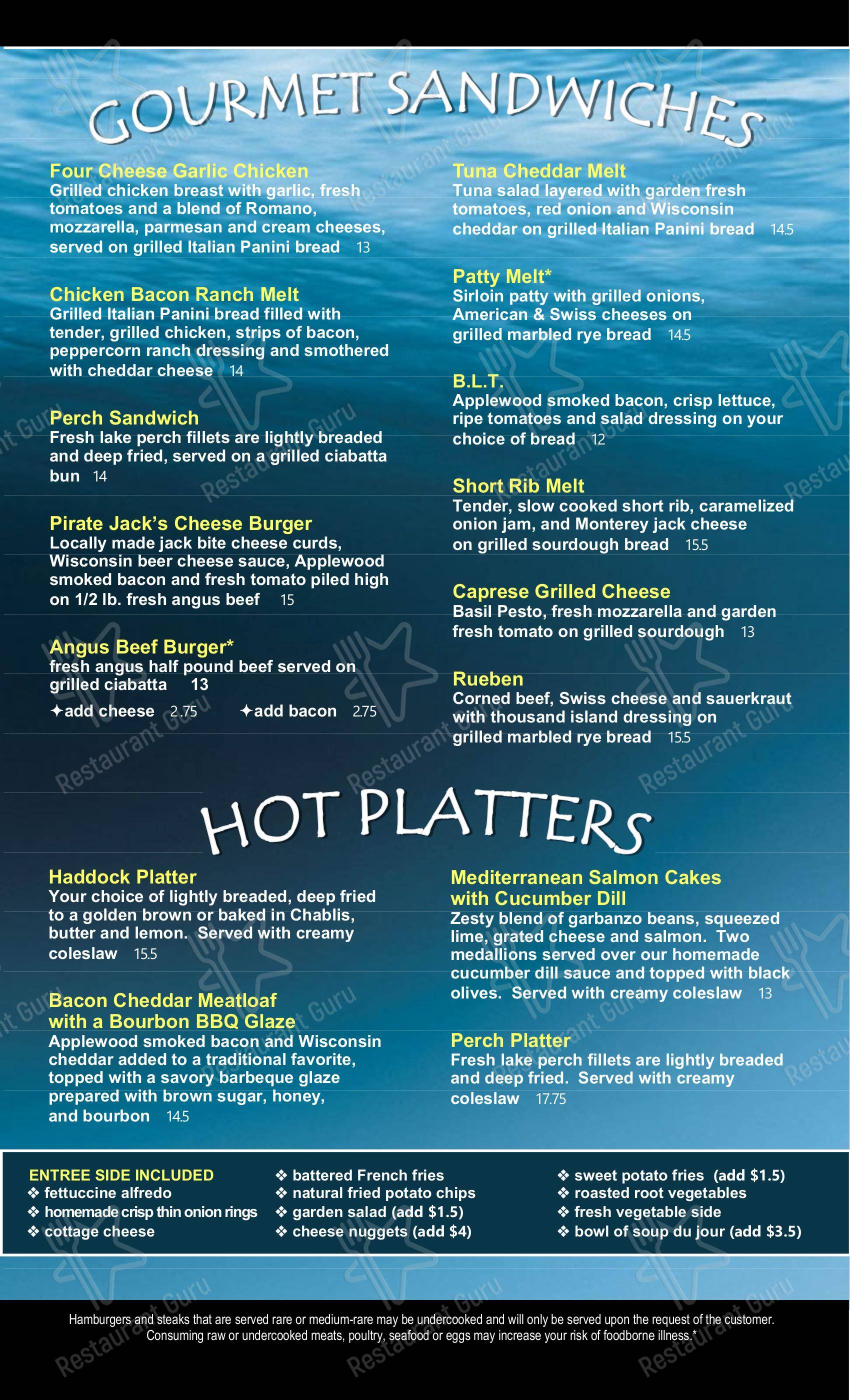 Menu at Water's Edge Restaurant, Two Rivers, Memorial Dr