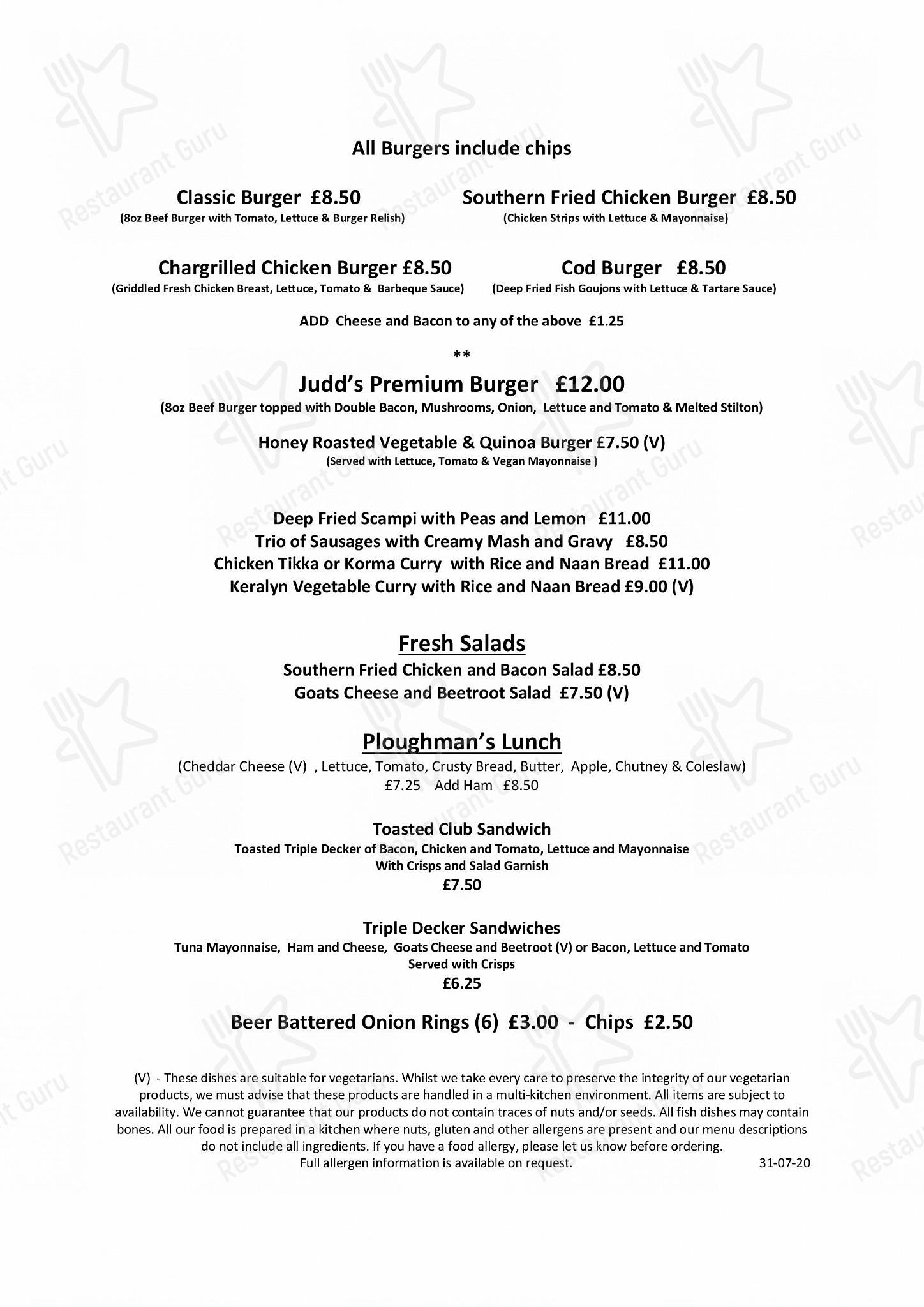 Menu at Judd's Folly pub & bar, Faversham