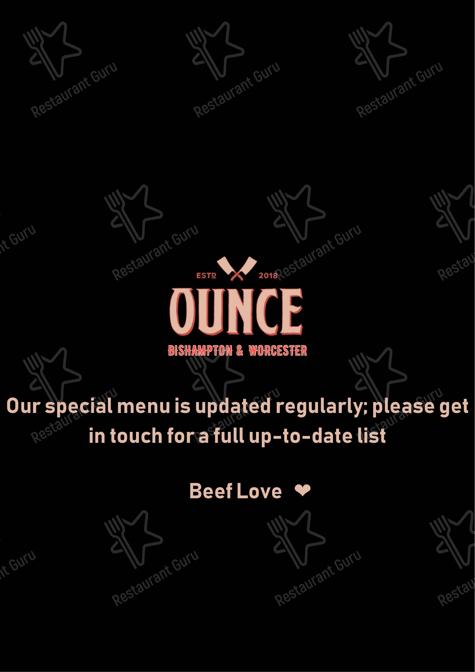 Menu at Ounce Bar And Kitchen, Worcester