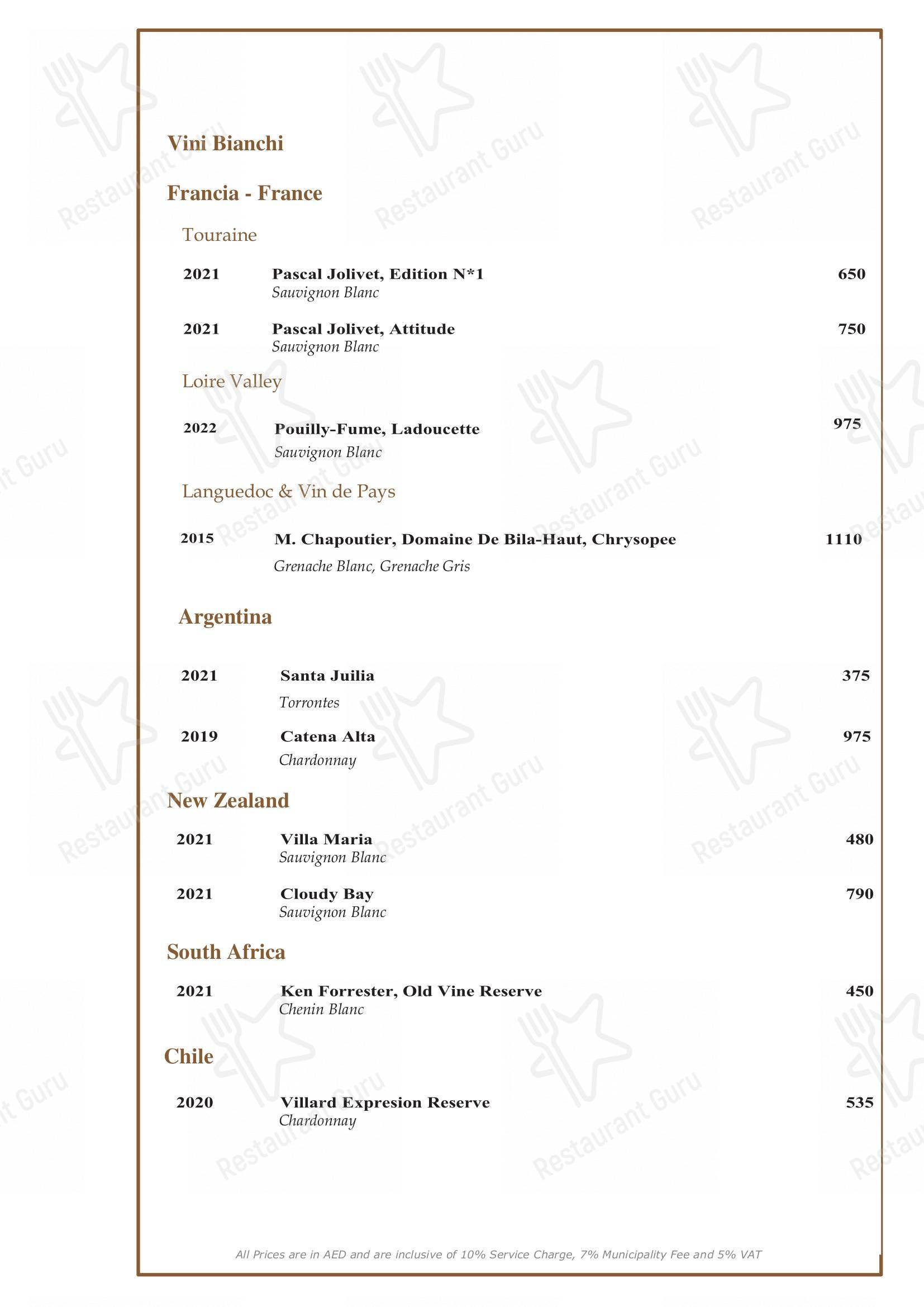 Menu at DUOMO Dubai restaurant, Dubai