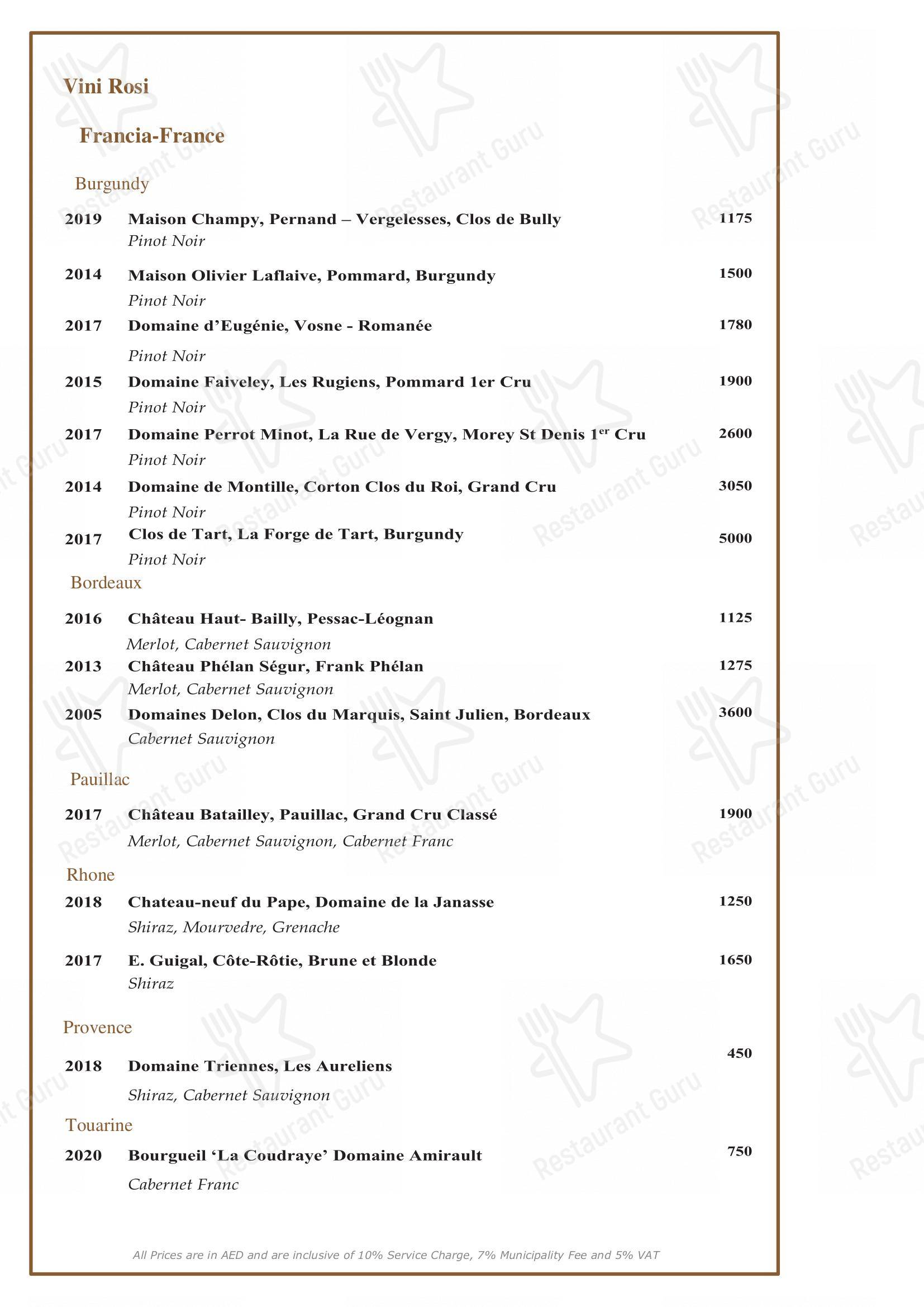 Menu at DUOMO Dubai restaurant, Dubai