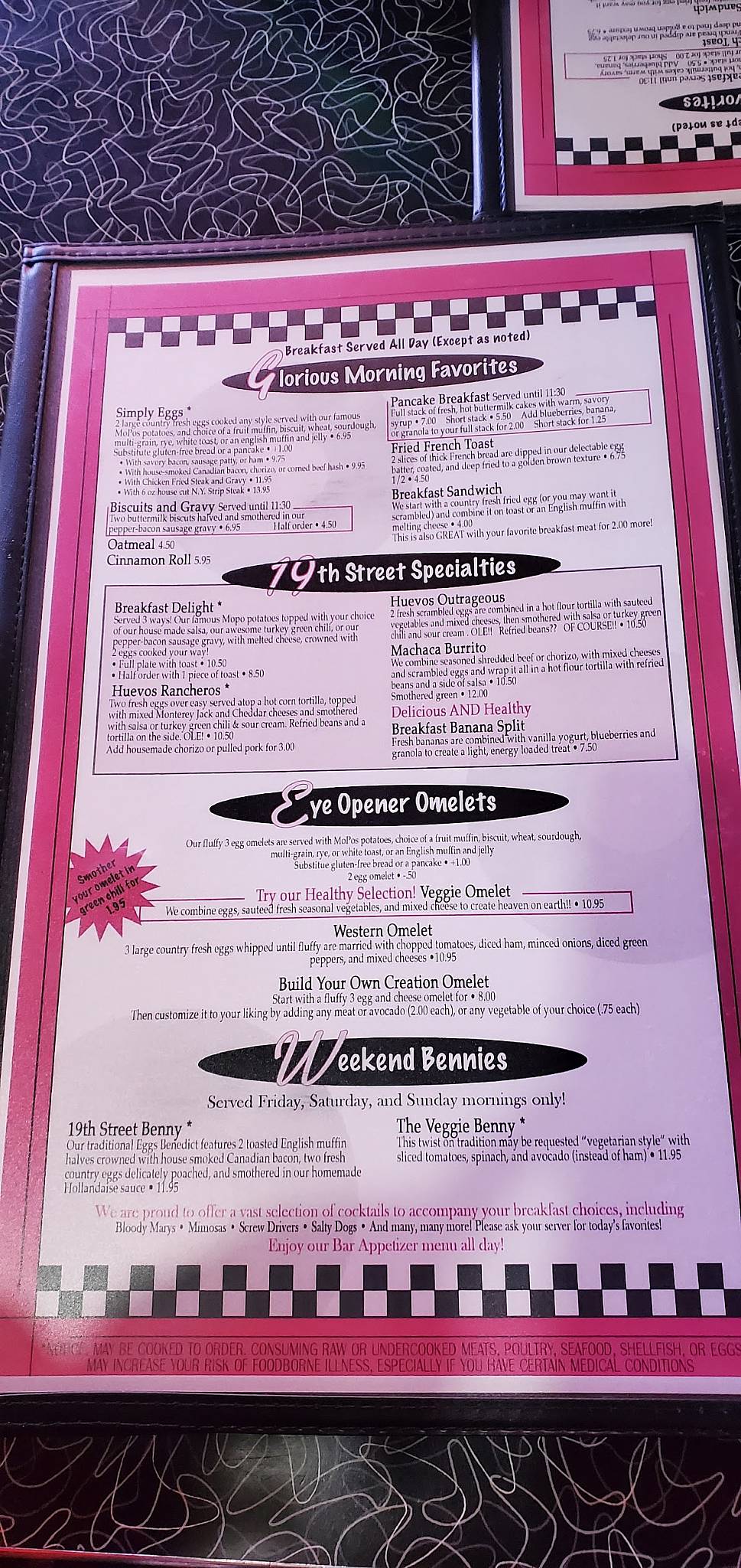 Menu at 19th Street Diner pub & bar, Glenwood Springs