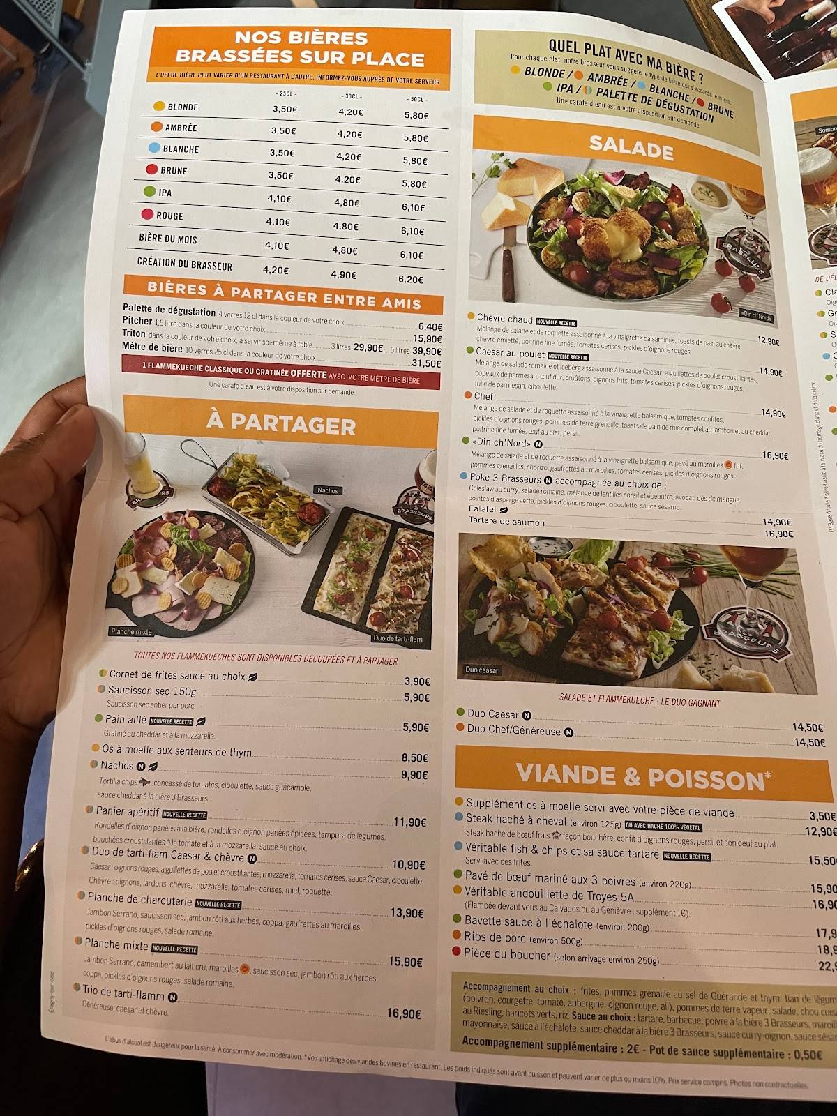 Menu au 3 Brasseurs Éragny sur Oise restaurant, Éragny, Rue Des Érables