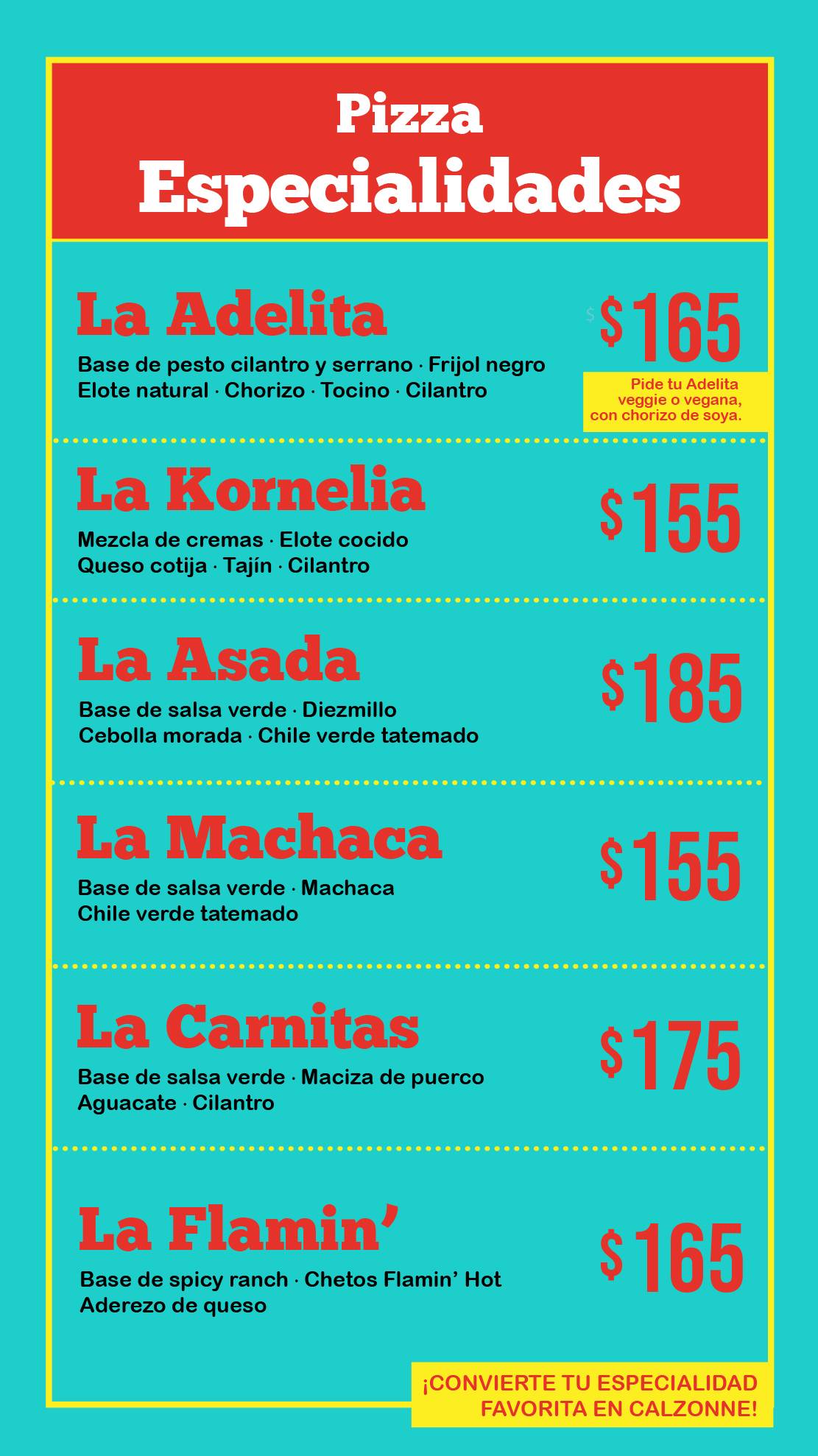 Carta del restaurante 450° Grados Pizza A La Leña, Hermosillo