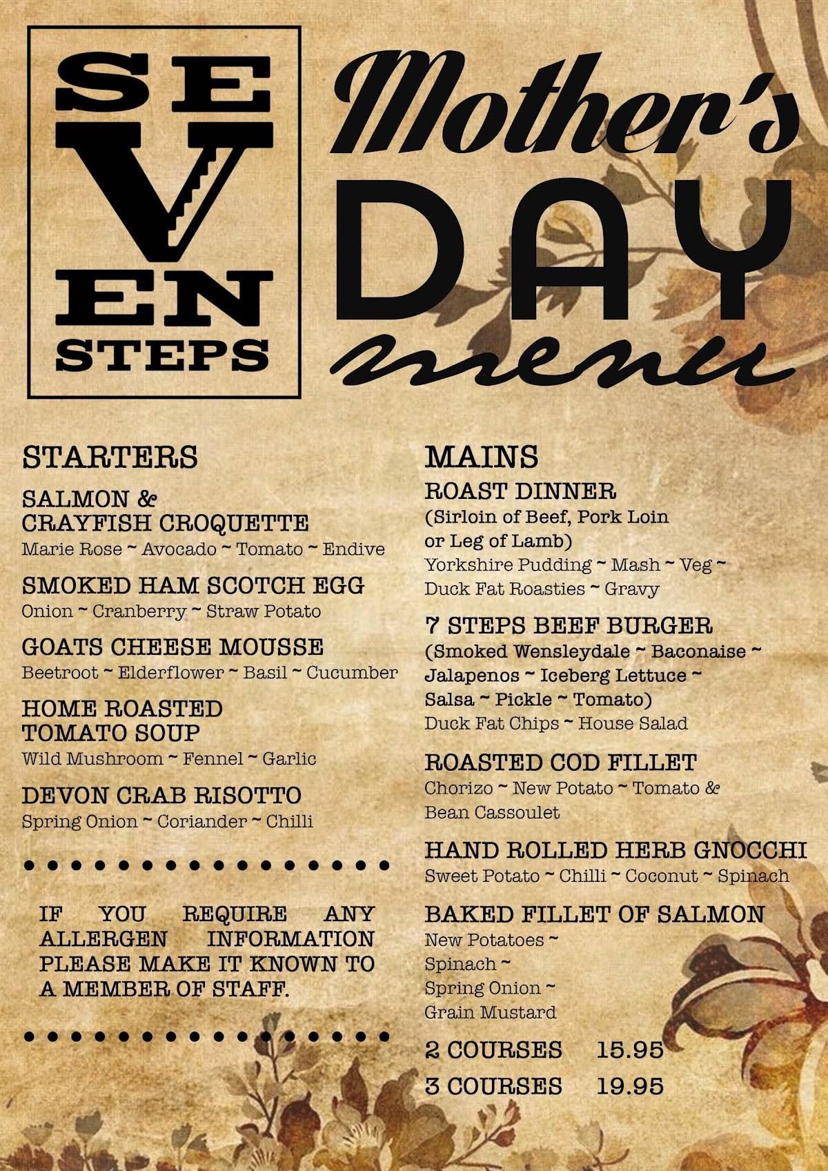 Menu at 7 Steps pub & bar, Pudsey