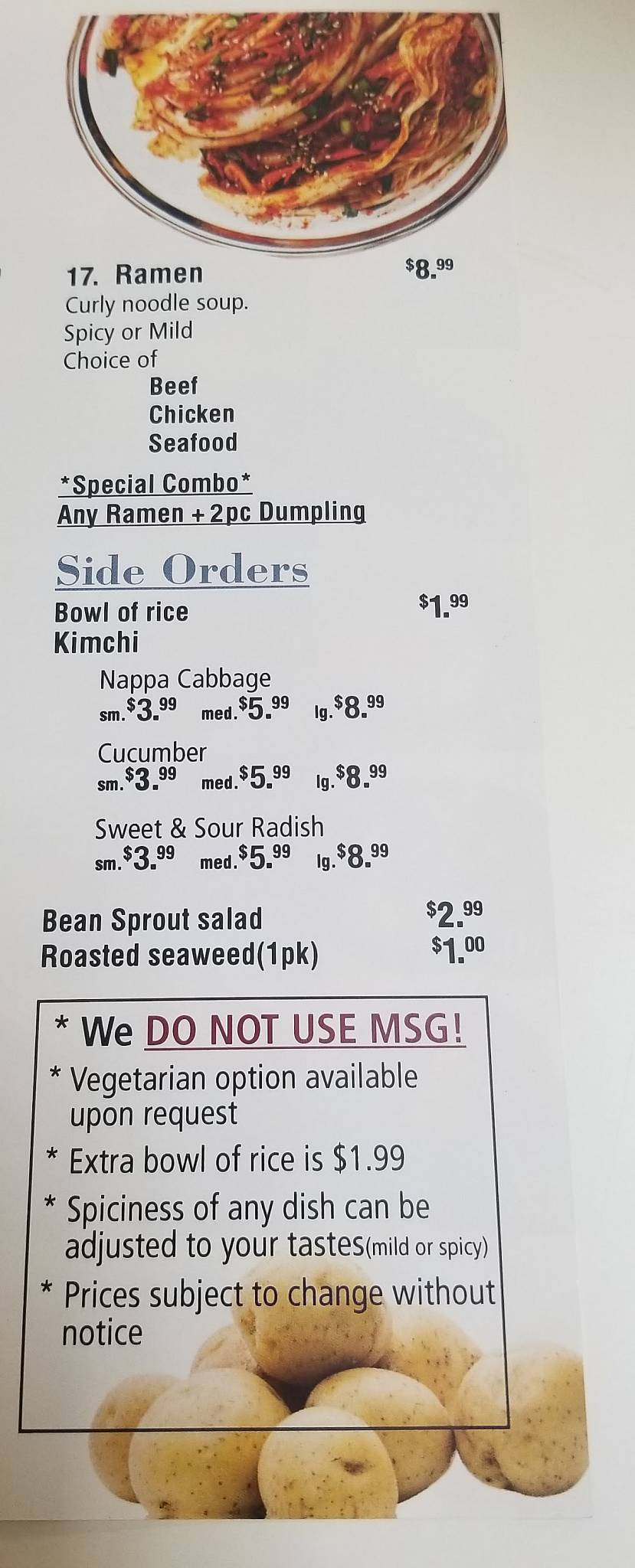 Menu at Kimchi Joy - Korean Restaurant, Aberdeen