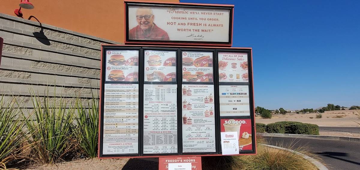 Menu at Freddy's Frozen Custard & Steakburgers fast food, Maricopa, N ...