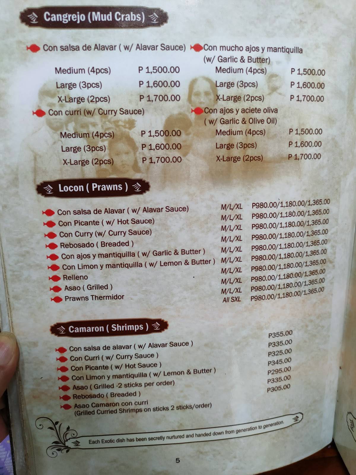 Menu at Alavar Seafood Restaurant, Zamboanga, 173 Don Alfaro St