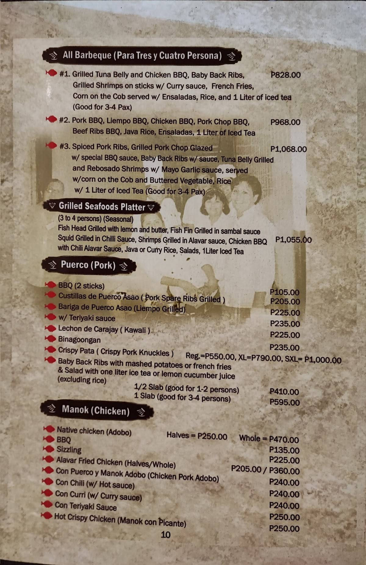 Menu at Alavar Seafood Restaurant, Zamboanga, 173 Don Alfaro St