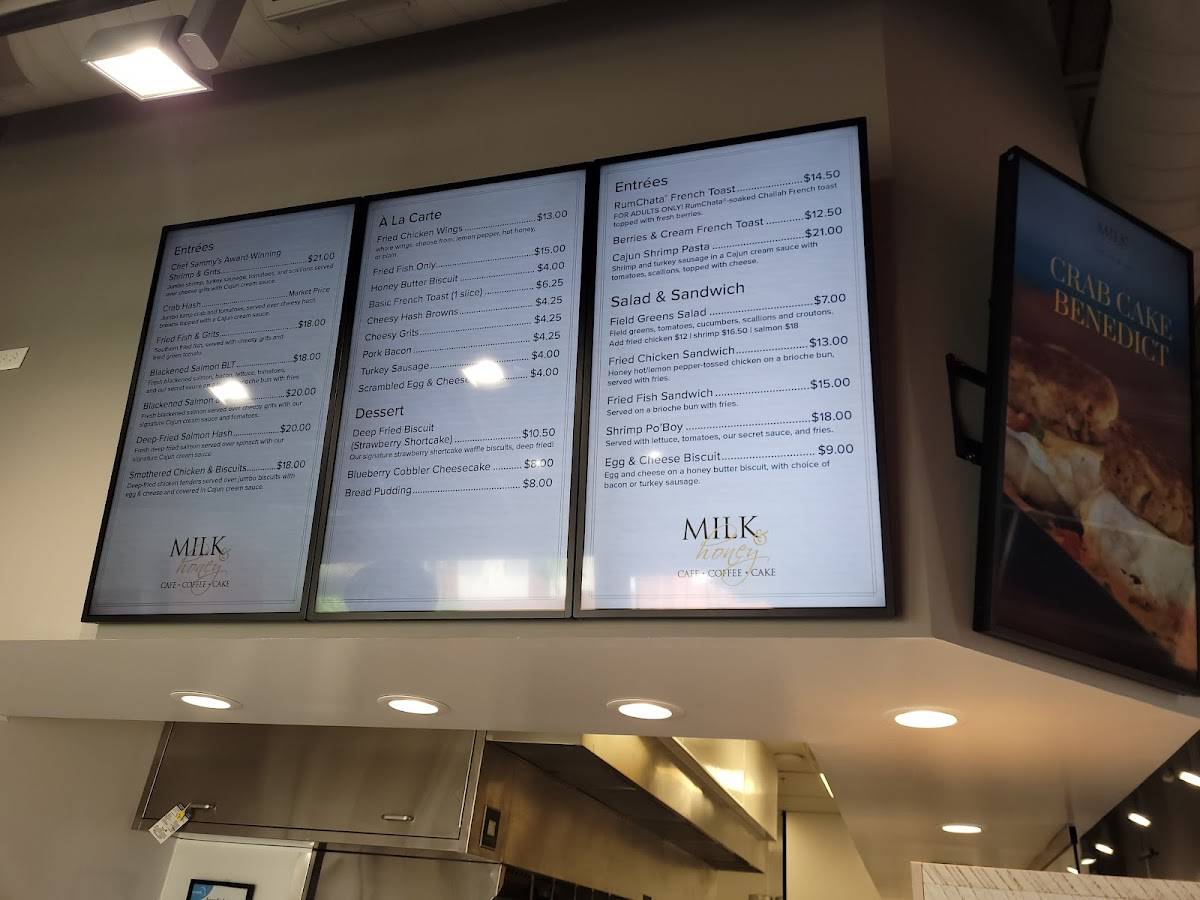 Menu at Milk & Honey cafe, Alexandria