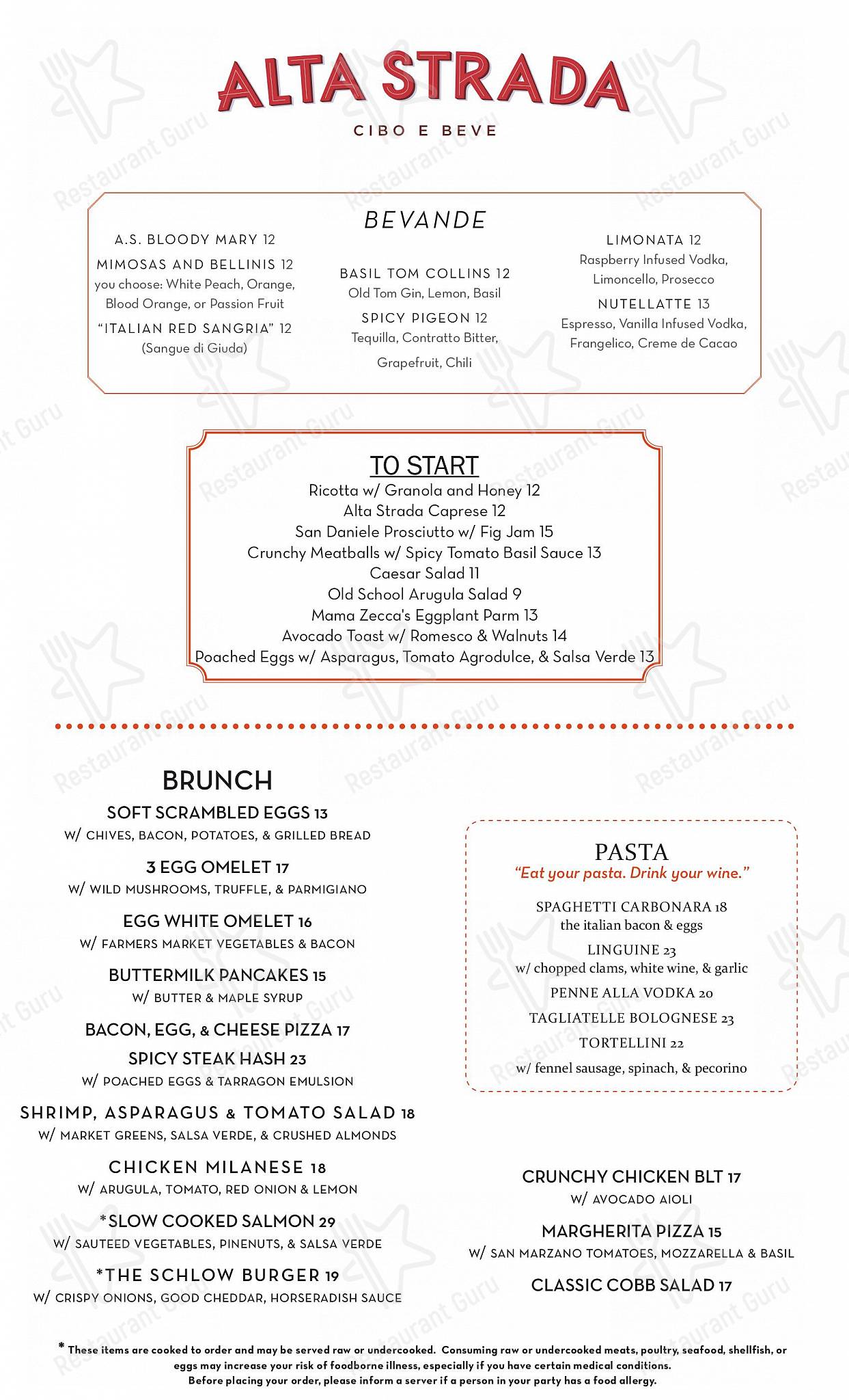 Menu at Alta Strada - Wellesley, MA restaurant, Wellesley, 92 Central St