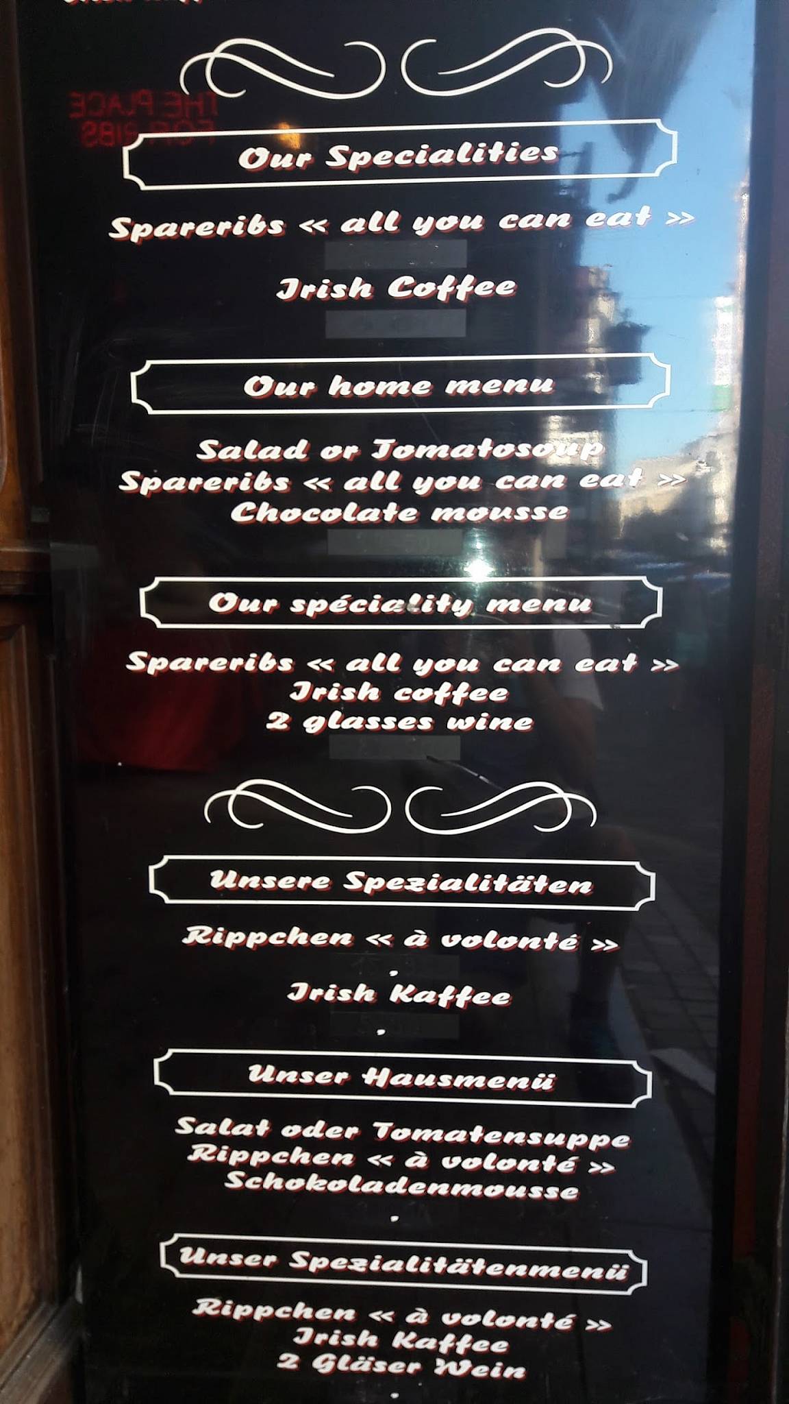 Menu au Amadeo, Bruxelles, Rue Sainte-Catherine 26