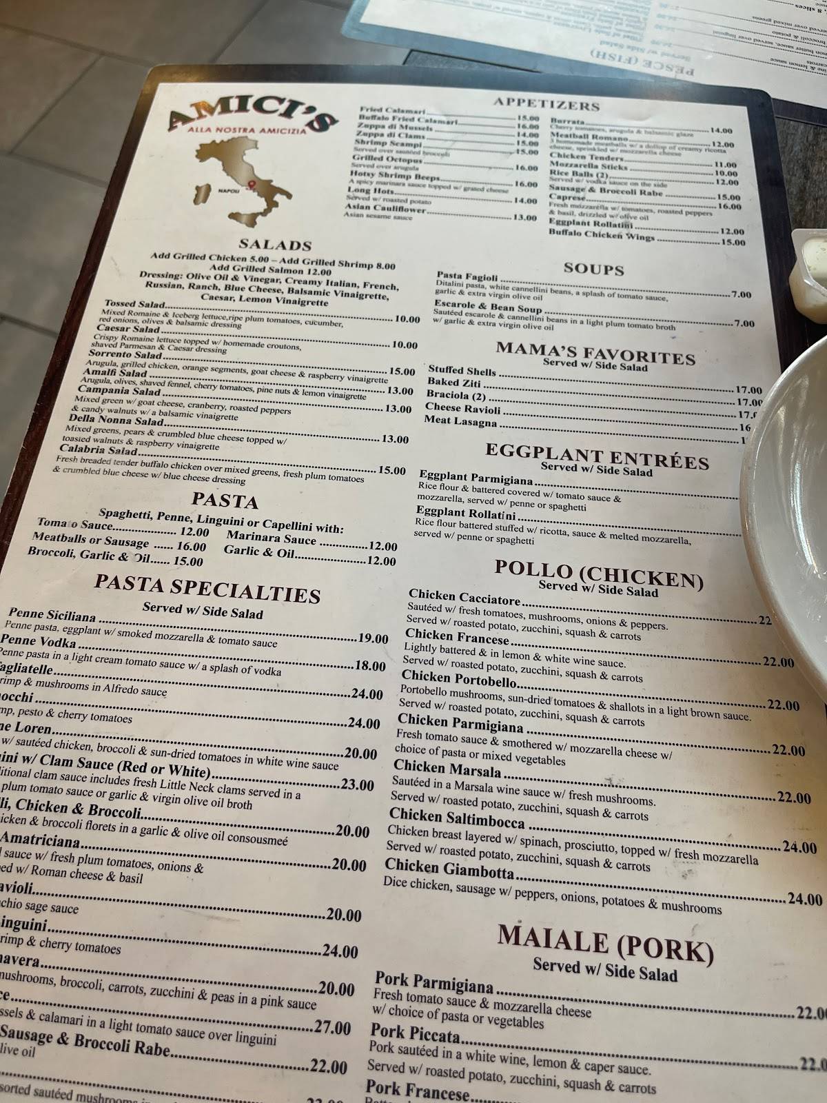 Menu at Amici's Restaurant, Maywood