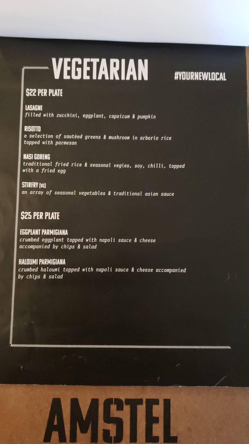 Menu at Amstel Club, Cranbourne