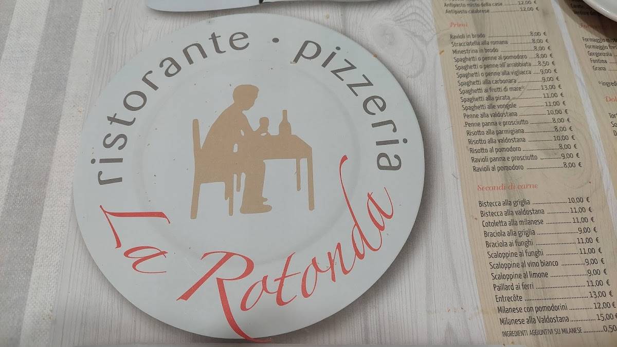 Carta de pizzería La Rotonda, Aosta