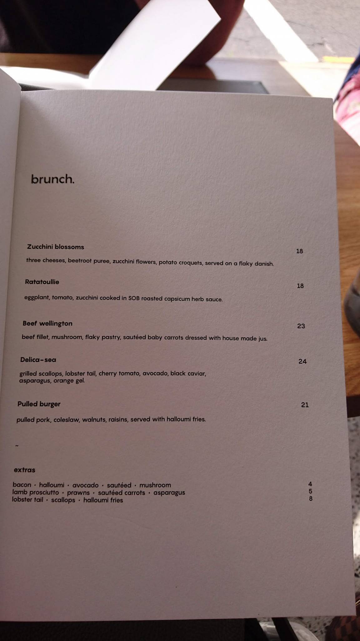 Menu at Ape Cafe, Sans Souci