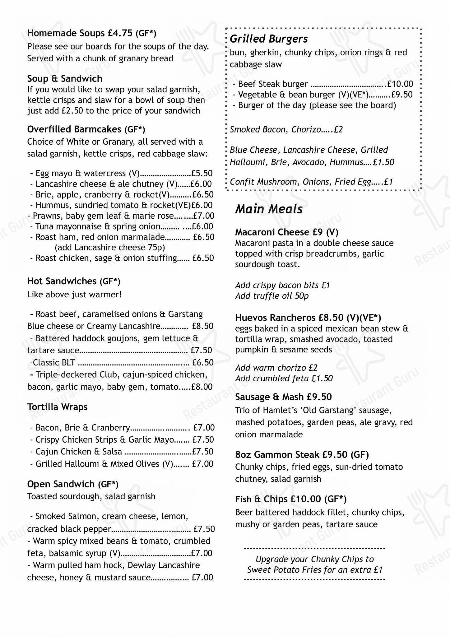 Menu at Applestore Cafe, Scorton