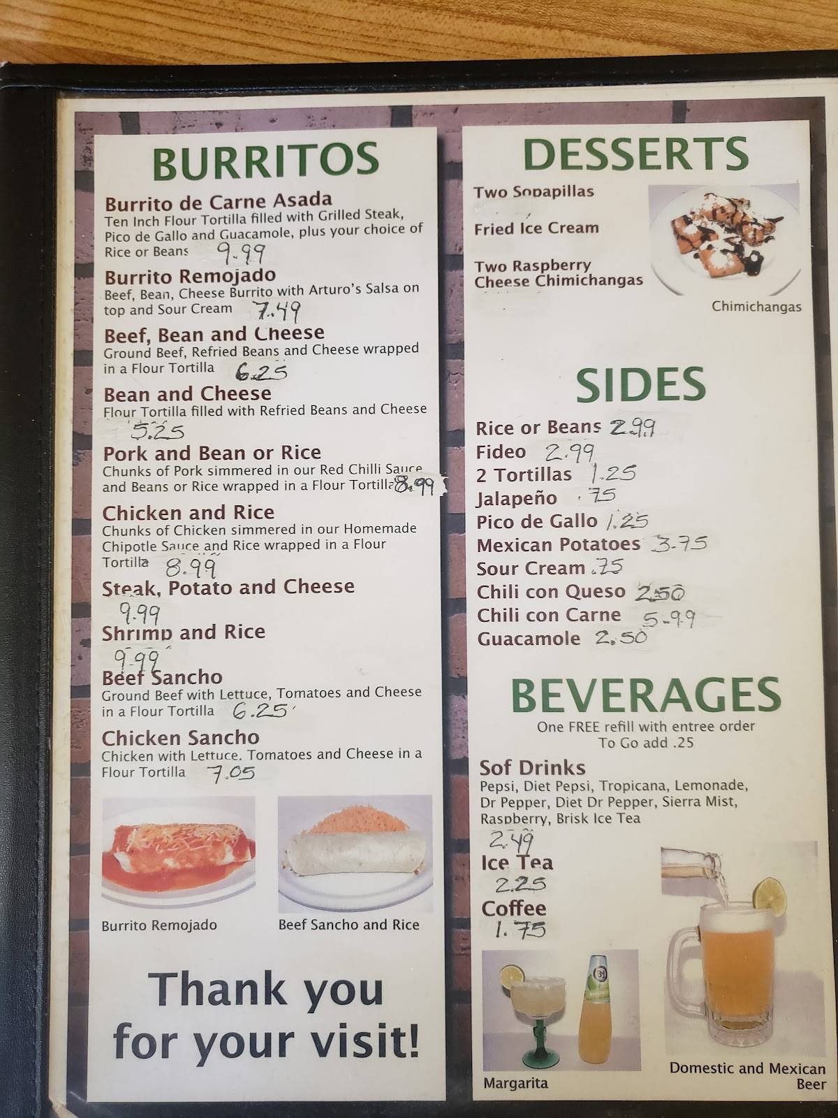 Menu at Arturos Mexican Restaurant, Topeka, 105 SE 10th Ave