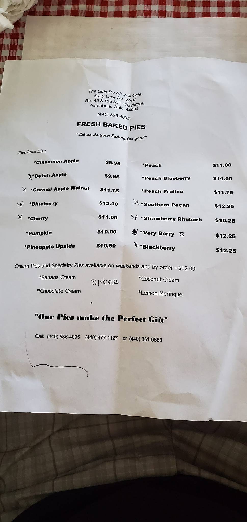 Menu at The Little Pie Shop & Cafe, Ashtabula, Lake Rd W