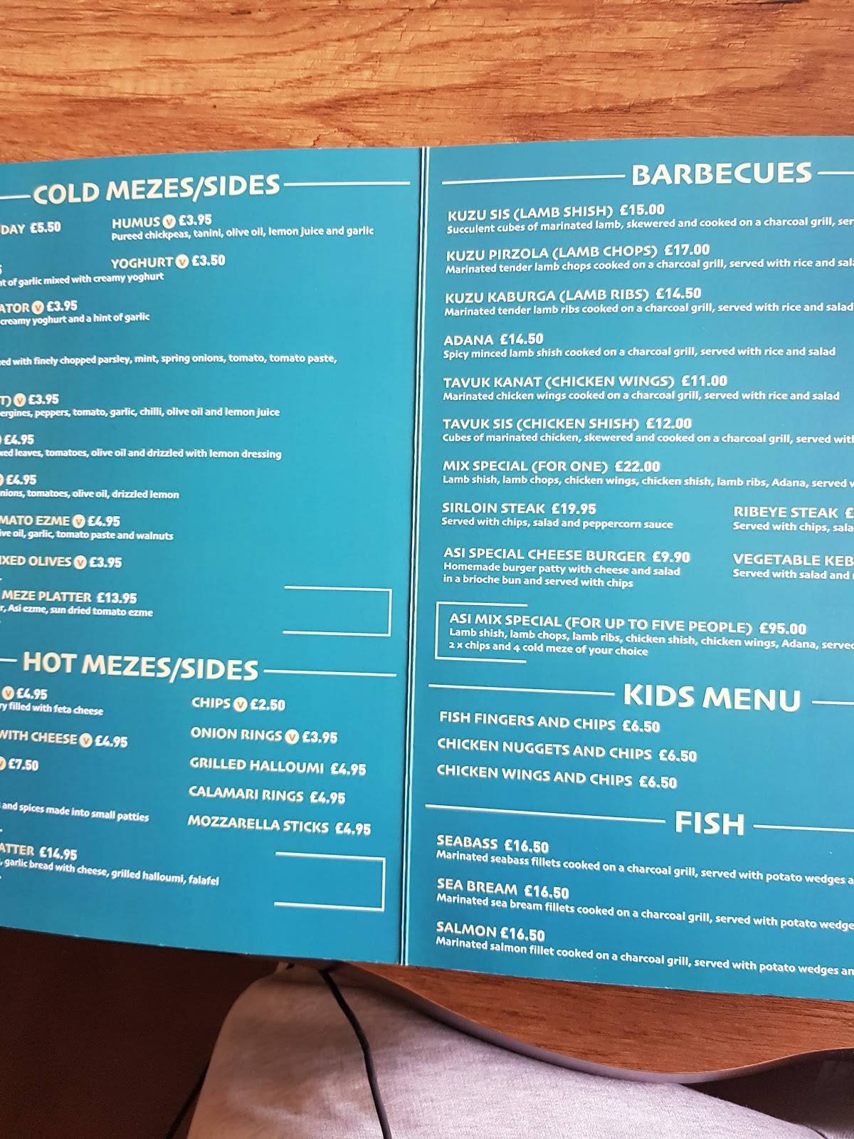 Menu at Asi Barbecue Restaurant and Bar, Hull