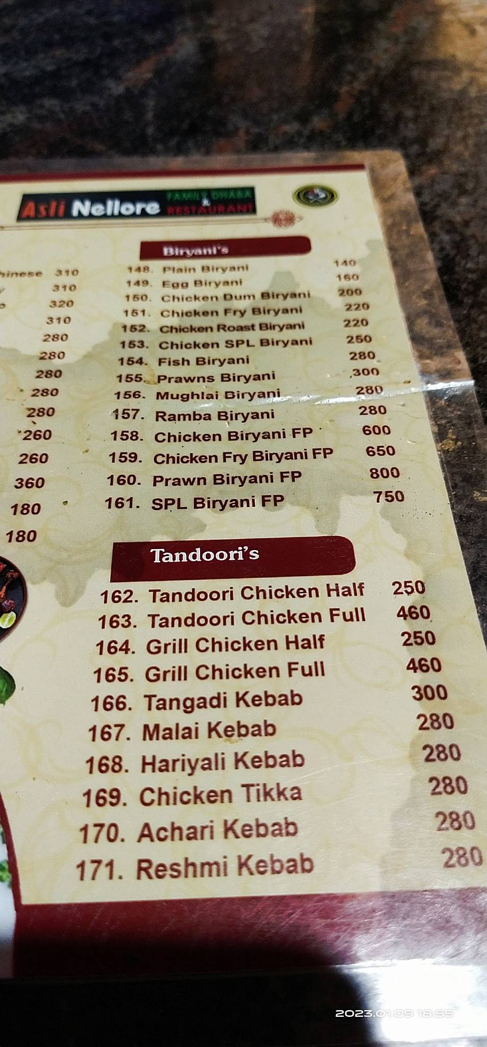 Menu at Asli Nellore Family Dhaba and Restaurant, Nellore
