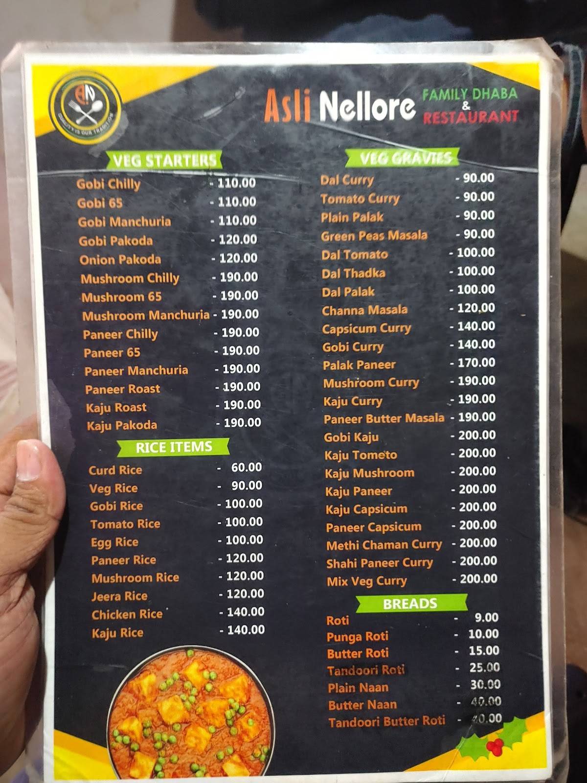 Menu at Asli Nellore Family Dhaba and Restaurant, Nellore