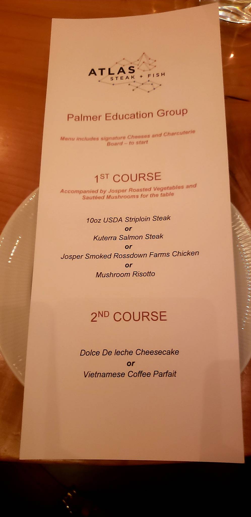 Menu at Atlas Steak + Fish pub & bar, Burnaby