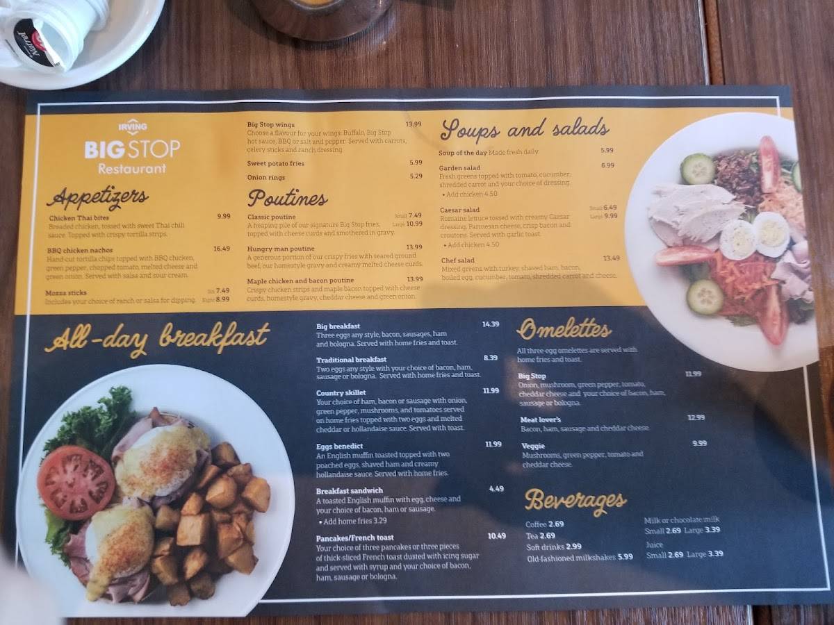 Menu at Aulds Cove Big Stop Restaurant, Aulds Cove