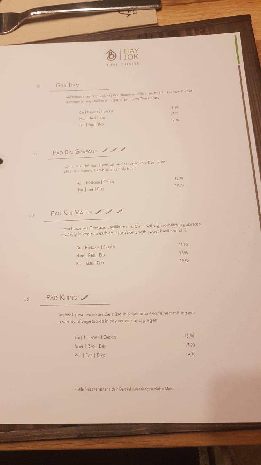 Menu at BAY JOK • thai cuisine restaurant, Heidelberg