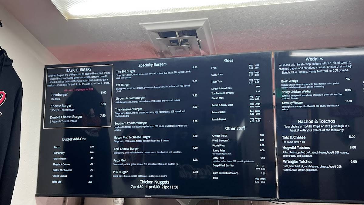 Menu at 208 Burger Q BBQ, Middleton