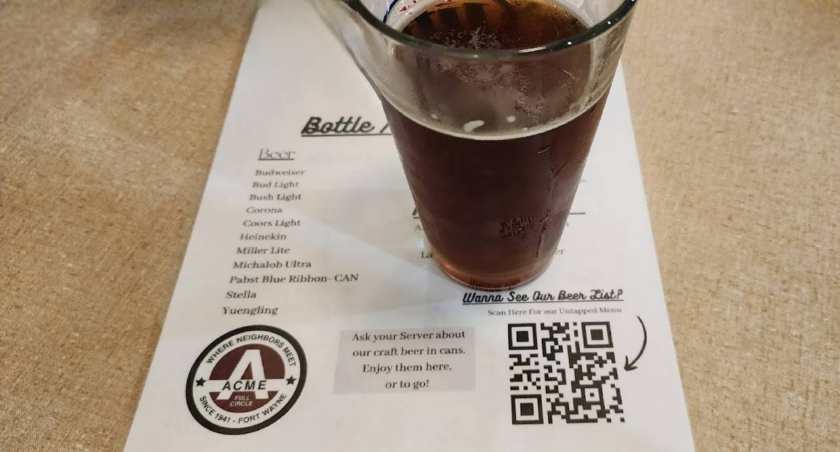 Menu at Acme By Full Circle BBQ, Fort Wayne