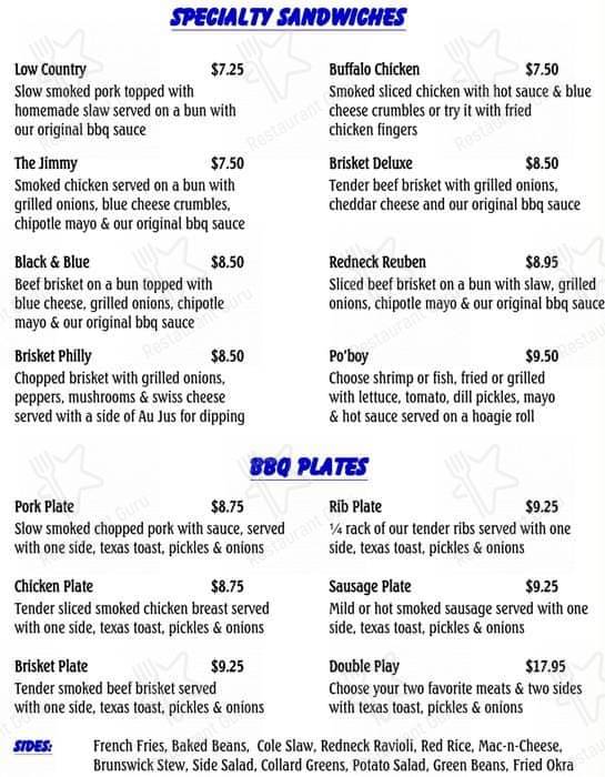 Menu at Babe's Smokehouse BBQ, Garden City
