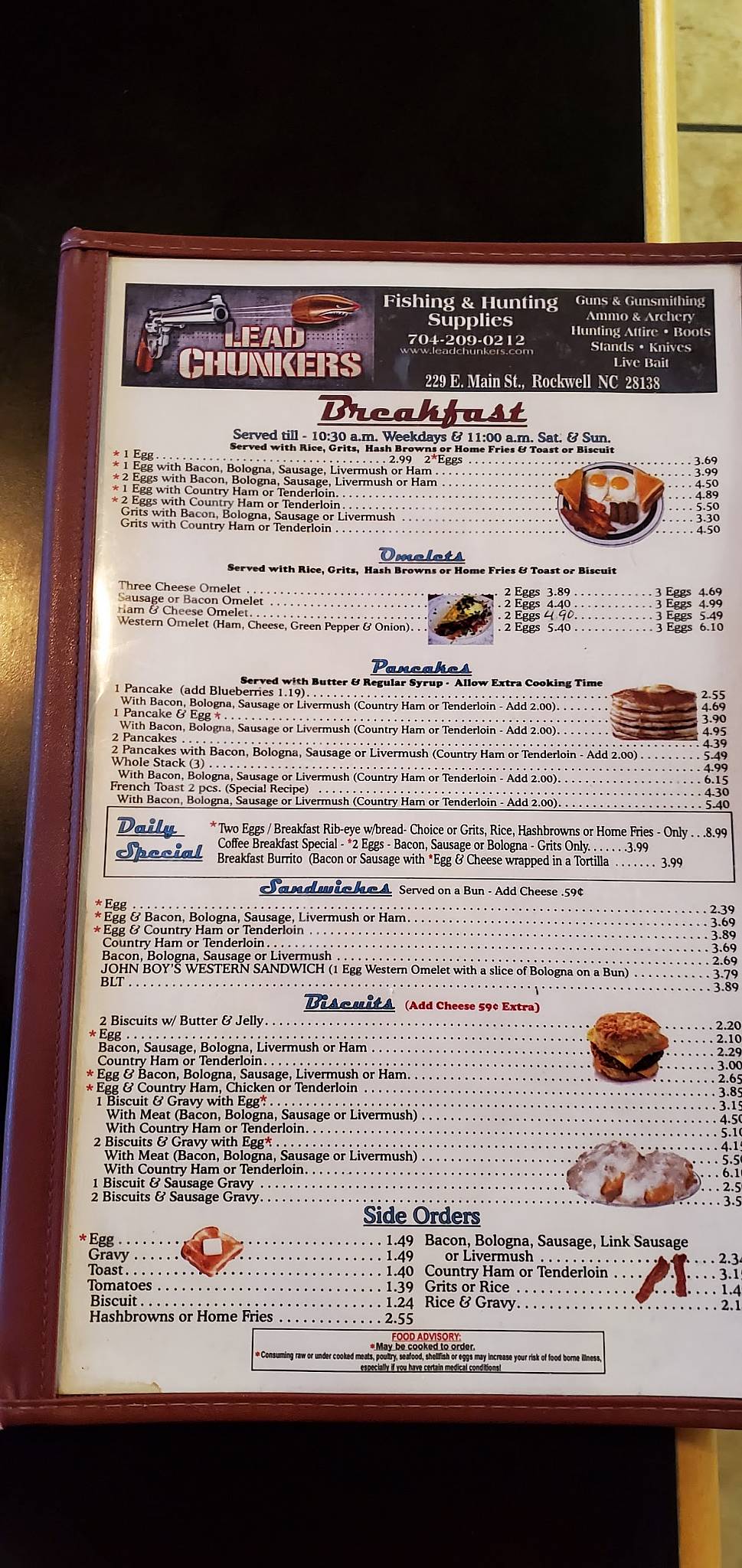 Menu at Johnny's Barbeque, Rockwell