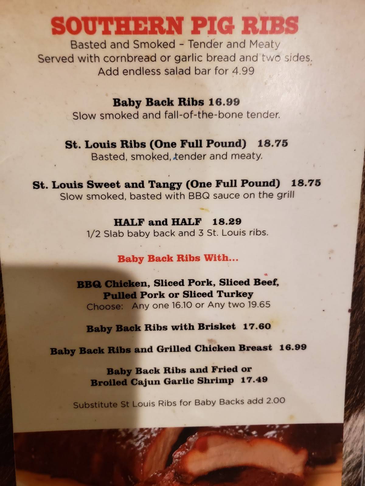 Menu at Southern Pig & Cattle Ocala HWY 200 BBQ, Ocala, SW State Rd 200