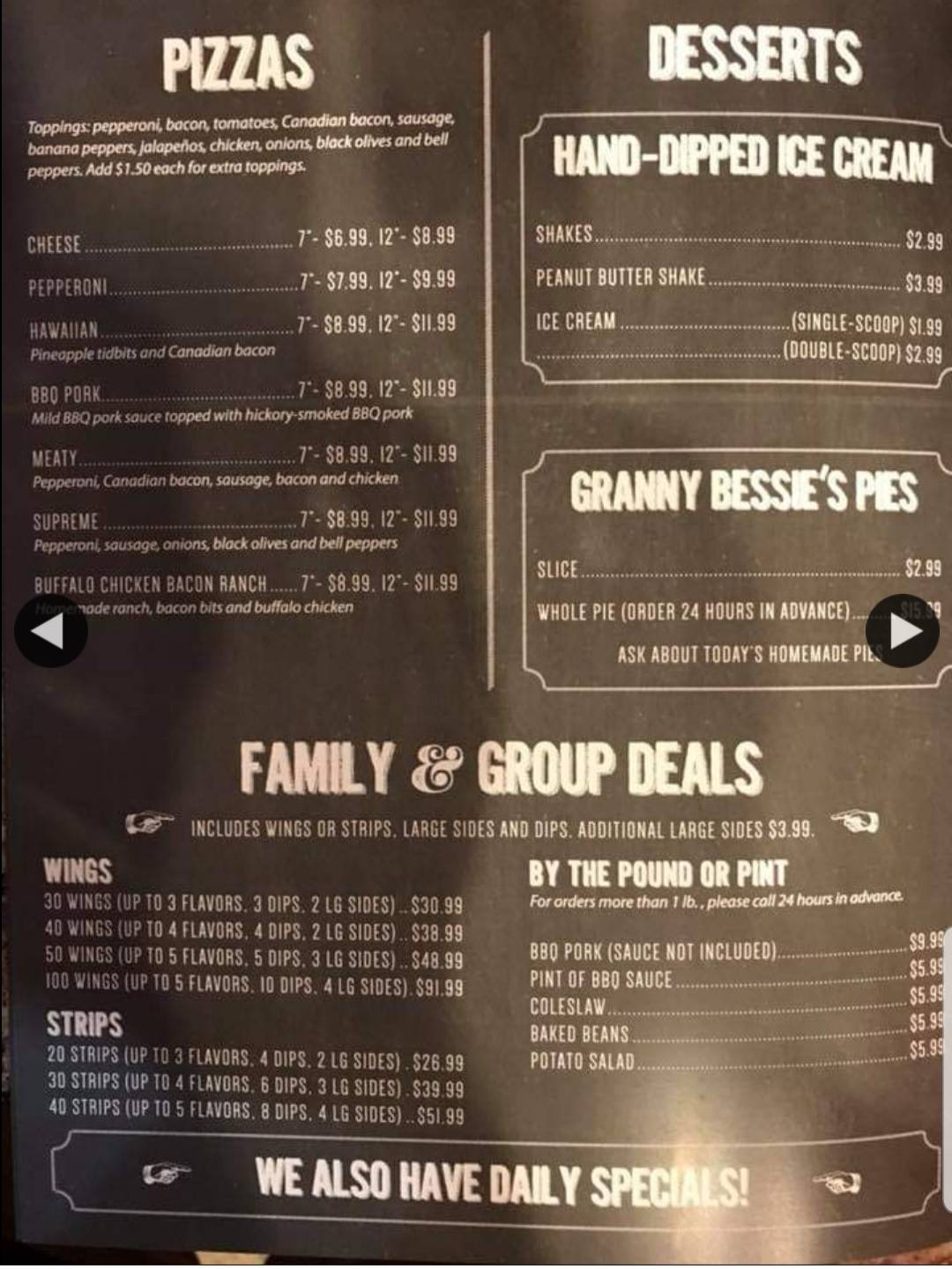Menu at Topher's Wings BBQ, Rainsville