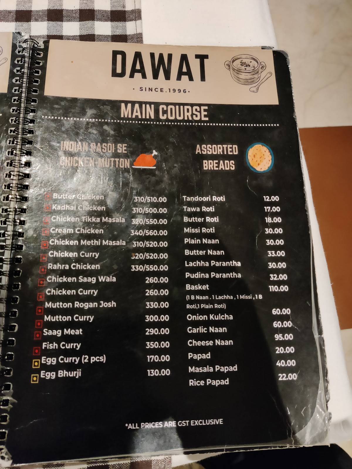 Menu at Dawat Restaurant, Baddi, Near Canara Bank