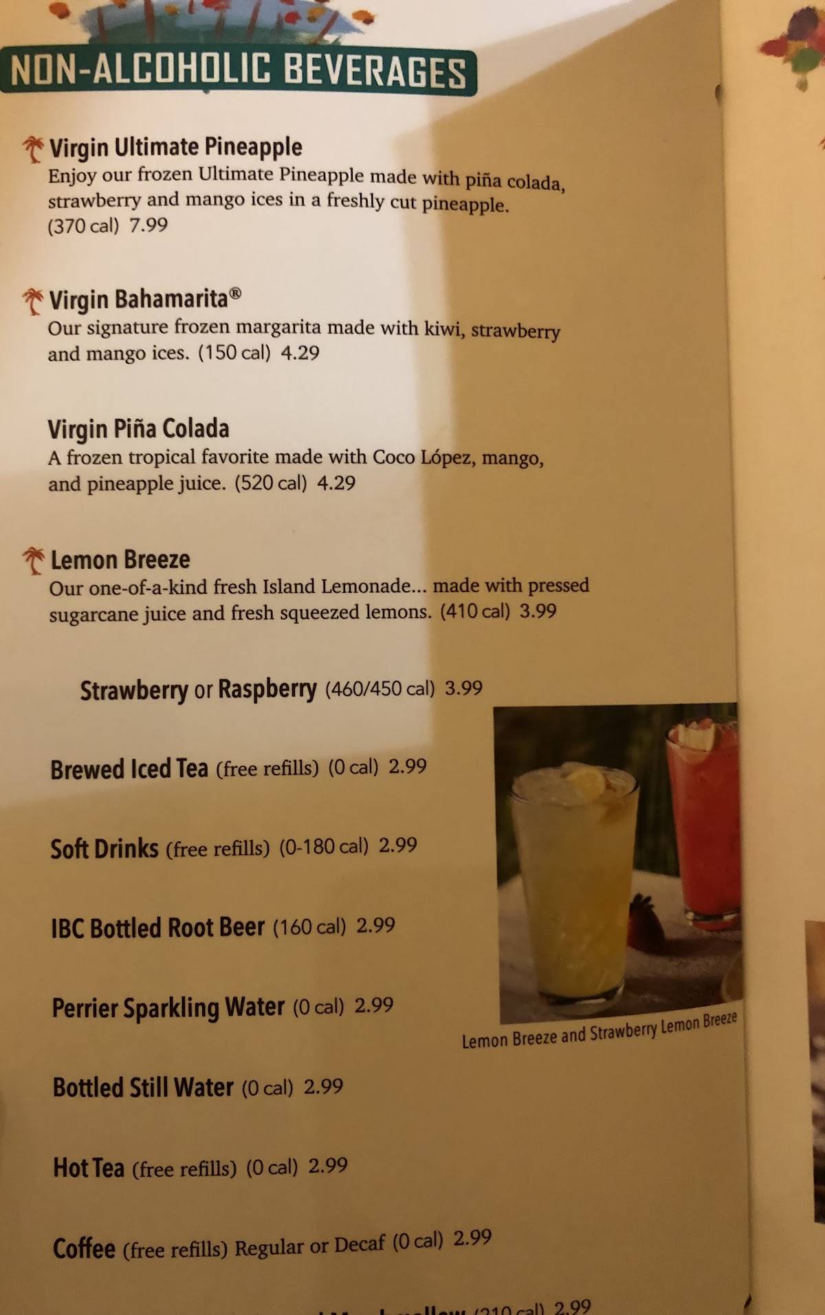 Menu at Bahama Breeze pub & bar, Wayne