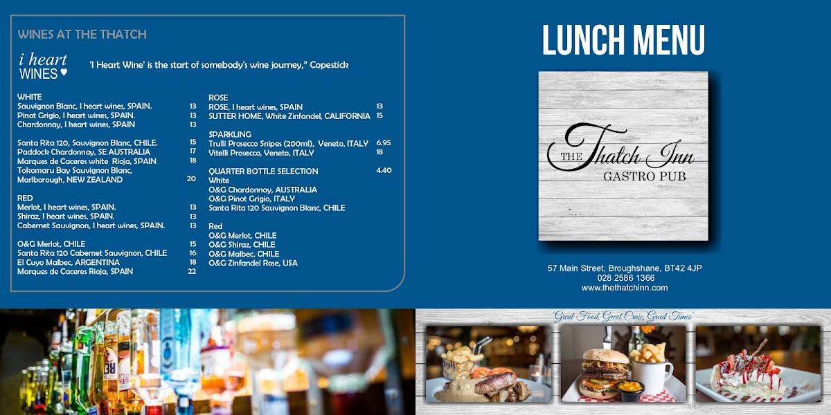Menu at The Thatch Inn pub & bar, Ballymena