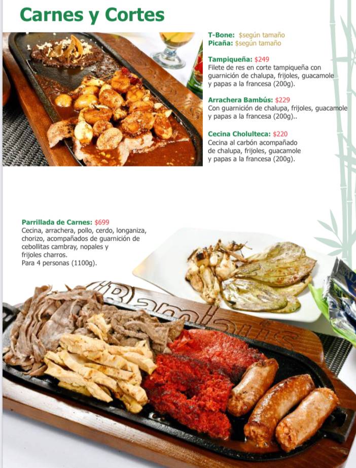 Carta del restaurante Bambús Grill - Espadas Brasileñas, Cholula