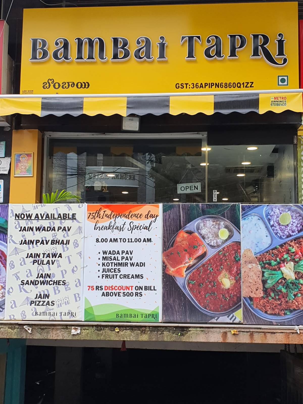 Menu at Bambai Tapri, Hyderabad, F875+FFG