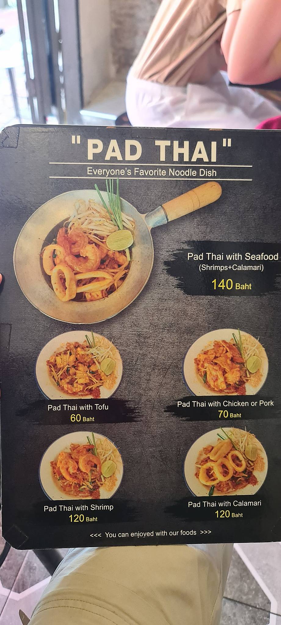 Menu at Khiang restaurant, Bangkok